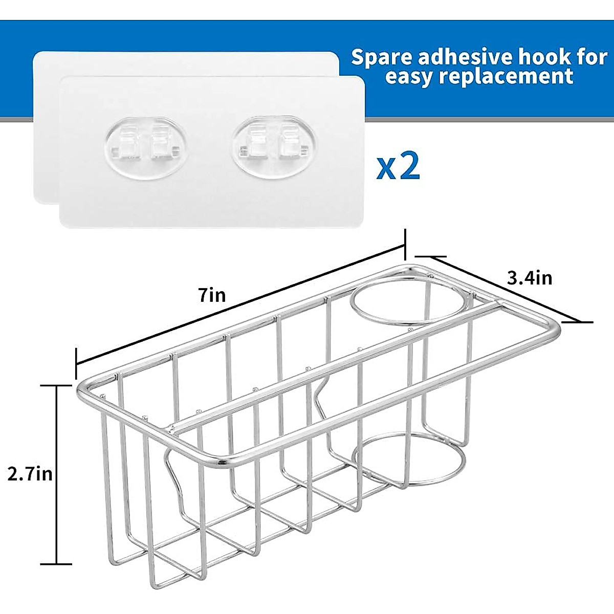 Carwiner Sponge Holder + Brush Holder + Dish Cloth Hanger, 3-in-1 Caddy Organizer Storage for Kitchen, SUS304 No Drilling
