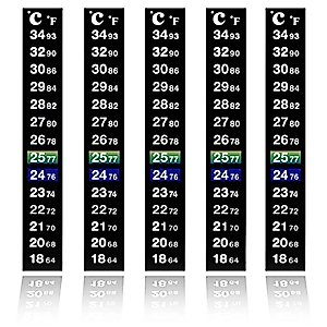 Dosminer Thermometer Strips 5 Pcs Double Scale Adhesive Thermometer Stickers Instant Read Temperature Stickers, Celsius and Fahrenheit System Display for Aquariums, Brewing Beer and Wine