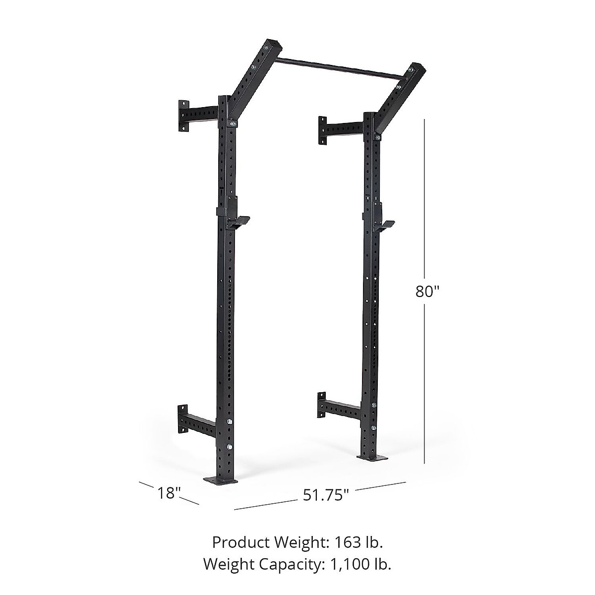 Titan Fitness X-3 Series Short Wall Mounted Space Saving Power Rack 18-in. D Side Bracings