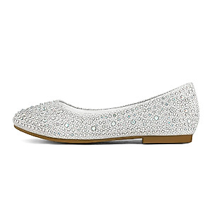 DREAM PAIRS Girls Mary Jane Ballerina Flat Shoes, Muy-Shine-Silver Glitter - 2 Little Kid (Muy-Shine)