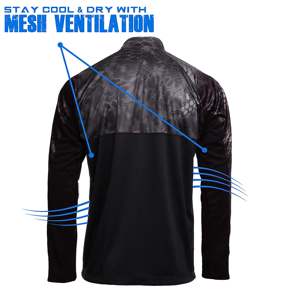 Kryptek Men's Zephyr 1/2 Zip, Neptune/Black, XL