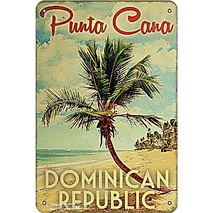 OSONA Punta Cana Dominican Republic Retro Look Tin 8X12 Inch Decoration Plaque Sign for Home Kitchen Bathroom Farm Garden Garage Inspirational Quotes Wall Decor