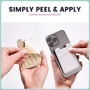 Premium Leather Phone Card Holder - Stick On Wallet for iPhone and Android Smartphones - Minimalist Style with Non-Slip Lining Secures Up to 3 Cards Kangaroo