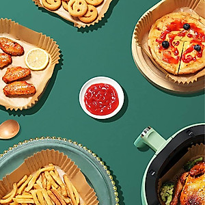 GUEICN 100Pcs Air Fryer Paper 7.9inch Baking Disposable Liner Anti Stick Air Fryer Parchment Paper Food Grade Baking Paper for Roasting Oven (Square)