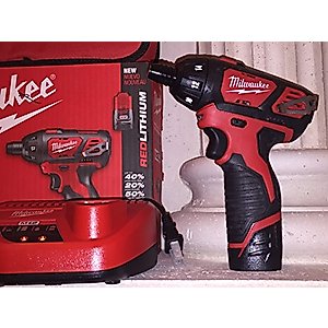 MILWAUKEE ELECTRIC TOOL 2401-22 M12 Cordless 12V Lithium-Ion Screwdriver with Two Batteries, Charger and Case, 1" x 1" x 1"