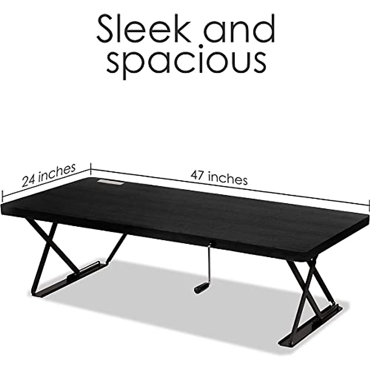 Manual Adjustable Height Computer Tabletop, Crank Lift, 47x24x15 (LxWxH) (Black)