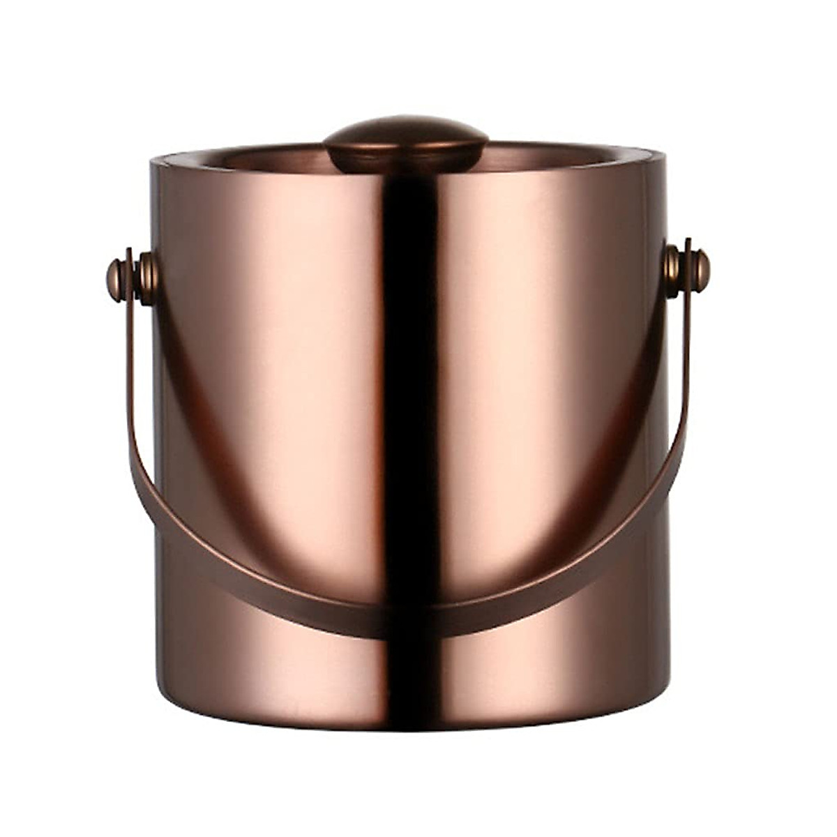 Cuawan Ice Bucket - 3L Double Thermal Insulation Bucket, Nordic Bar and KTV Beer and Wine Cocktail and Champagne Chilling Bucket with Lid,Champagne/Golden/Silver (Gold)