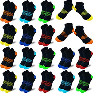 JAMEGIO boy socks 18 Pairs kids Low Cut socks Half Cushion Sport Ankle Athletic Sock for Little Big Kids Size Age 3-14 Years (5-7 Years)