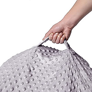 Baby Lounger Cover, Super Soft and Comfortable Premium Minky Dots Newborn Lounger Removable Slipcover Fits for Baby Boys and Baby Girls (Rose Gray)