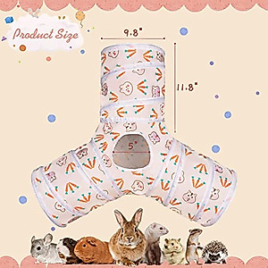 YUEPET Bunny Tunnels 3 Way Play Tubes Collapsible Rabbits Toys Small Animal Hideout for Rabbits Bunny Guinea Pigs Chinchilla Sugar Glider