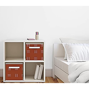 Sweet Jojo Designs Rust White Boho Mudcloth Foldable Fabric Storage Cube Bins Boxes Organizer Toys Kids Baby Childrens Set of 2 Orange Bohemian Woodland Tribal Southwest Mud Cloth Hatch Triple Line