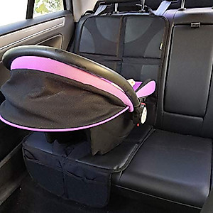 Sunferno Car Seat Protector - Water Resistant Non-Slip Thickest Padding - Child Car Seat Mat - Mesh Pockets - Compatible for All Infant Toddler Booster Seats - Car Seat Cover Pad for Dog & Pets