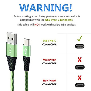 Aurnoet USB C Cable 4pack 6ft Type C Charger Nylon Braided USB C Charger Cord Fast Charging Cable for Samsung Galaxy S21 S20 S10 Plus Note 10 LG Google Pixel Moto etc