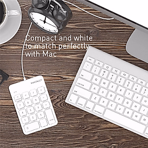 Macally USB Numeric Keypad | Wired Number Pad | External Number Pad for Laptop Computer Desk PC Mac (Perfect for Data Entry) 10 Key USB Keypad