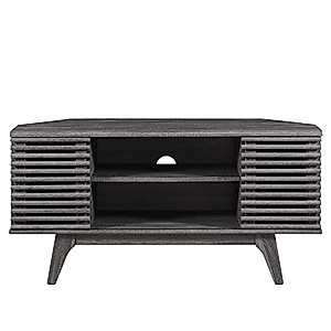 Modway Render Mid-Century Modern Low Profile 46" Corner Media TV Stand in Charcoal