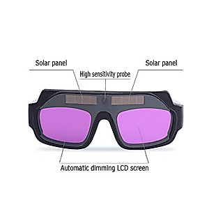 Solar automatic darkening welding goggles, welding glasses, 5 PC protective lenses, With a storage box suitable for glasses