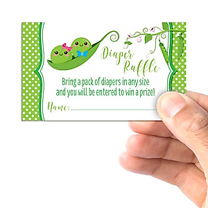 Two Peas In A Pod Twin Boy And Girl Diaper Raffle Tickets for Baby Showers, 20 2" X 3” Double Sided Insert Cards for Games by AmandaCreation, Bring a Pack of Diapers to Win Favors & Prizes!