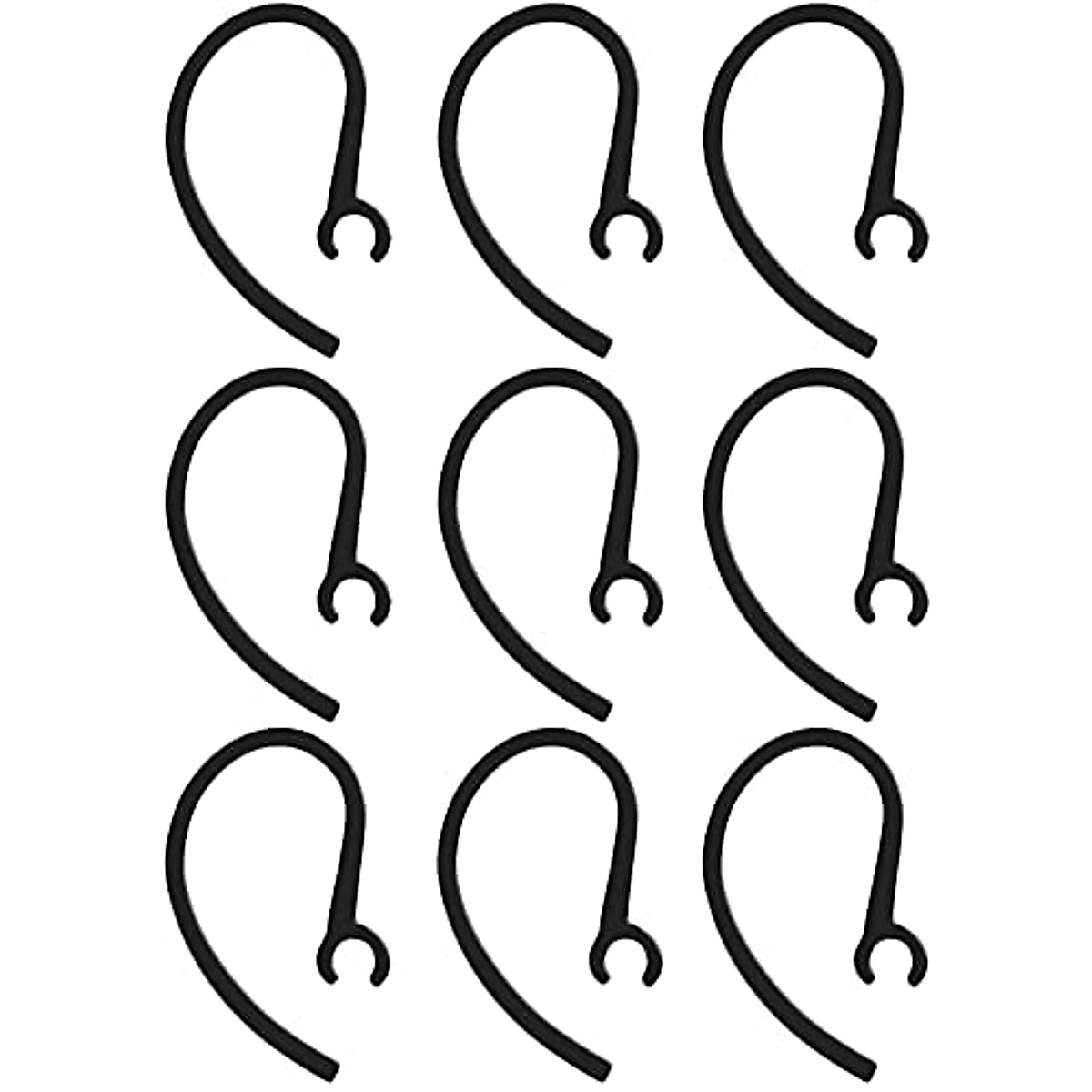 AirFit Ear Hooks for M25 M55 M70 M90 M155 M165 Mobile Bluetooth Headset Loops - Spare Clamp Replacement, 9 Pack, Black