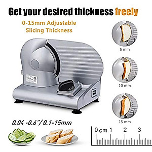 CUSIMAX Meat Slicer Electric Food Slicer with 7.5” Removable Stainless Steel Blade and Pusher, Deli Cheese Fruit Vegetable Bread Cutter, Adjustable Knob for Thickness, Food Carriage & Non-Slip Feet