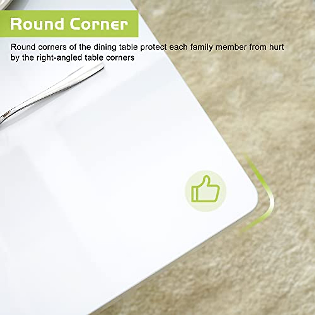 ivinta Modern White Dining Table, High Glossy Dining Room Table for 4/6, Glass Desk Table for Small Space, 55 inches Rectangular Dinner Table for Kitchen, Dining Room, Living Room (White)