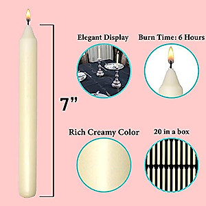 7 Inch Ivory Taper Candles 6 Hour Burning Candle Decorate Your Dinner Wedding Table Dripless and Smokeless Candle Unscented Fits Most candlesticks -20 Pack Household Candles