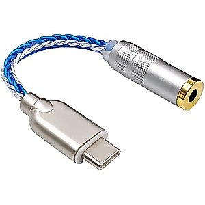 Portable Headphone Amplifier USB Type C to 3.5mm Adapter DAC ALC5686 32bits/384KHz Headset Amp for Samsung Android iOS Windows Mac OS X System Smartphone PC Laptop S22 S20+ S20 Ultra - Blue Sliver