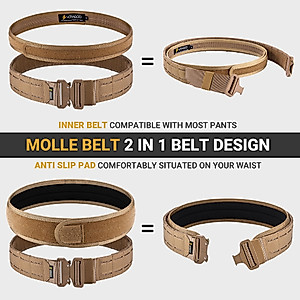 VOTAGOO Tactical Belt-Battle Belt, with Quick Release Buckle MOLLE Belt, Law Enforcement Military Heavy Duty Gun Holster Belt