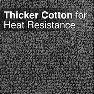 Ritz Terry 100% Cotton Potholders - Heat Resistant, Ergonomic Grip, Machine Washable - Graphite, 2-Pack