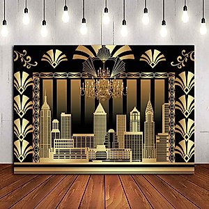 Fanghui 7x5ft The Great Gatsby Photography Backdrop 1920s Retro Roaring Photo Background Vinyl Adult Children Wedding Party Decoration Birthday Briadal Shower Photo Shoot Booth