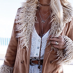 Kercisbeauty Boho Brown Wrap Velvet Choker Long Chain Tassels Necklace for Women (Brown)