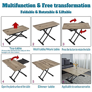 MYSELFLY Dinning Table Folding Metal Lift Bracket, Space Saver, Multi-Functional Transforming Dinner Coffee Table in Room Home Wood Desktop 40x35 Silver