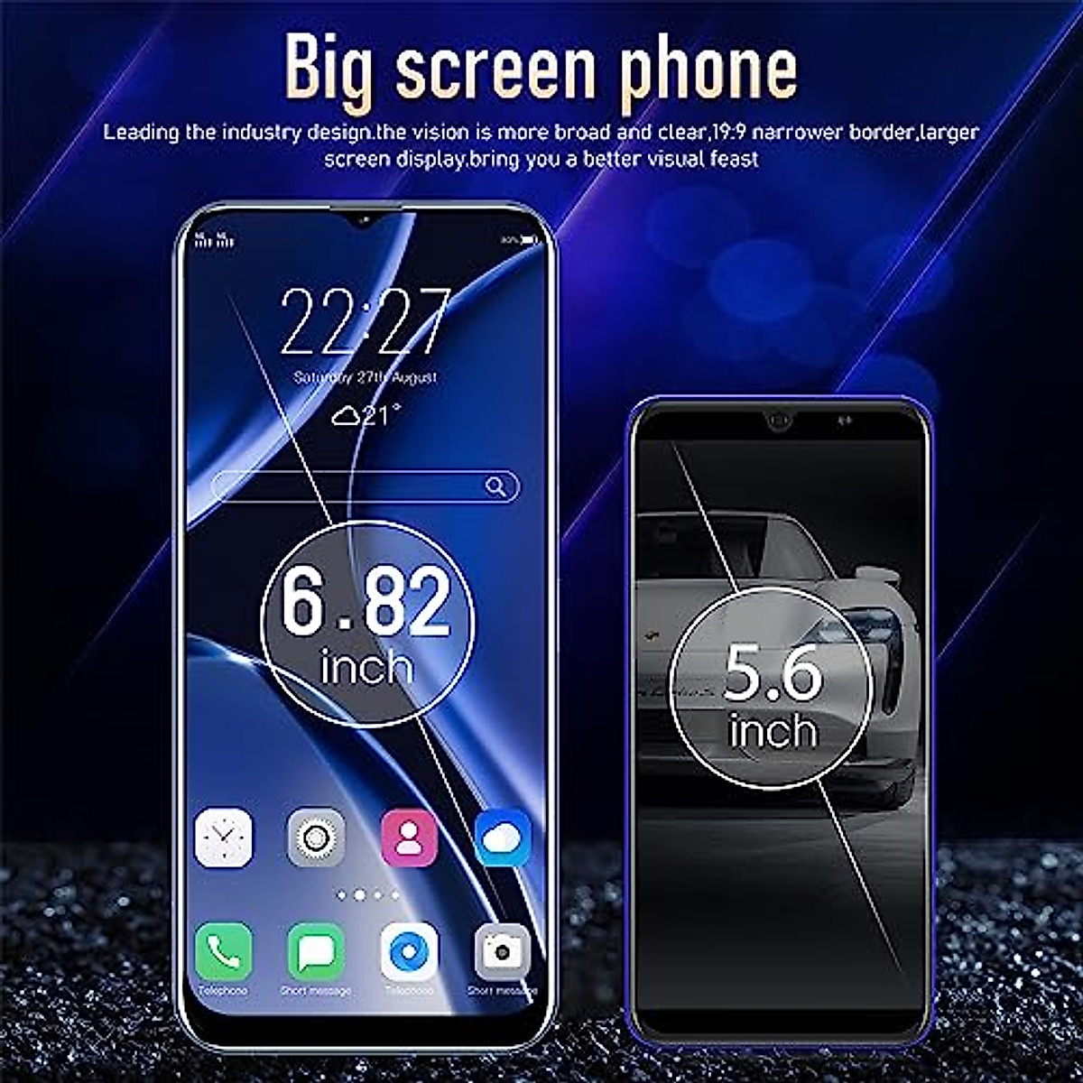 QIMHAI 6.82Inch Unlocked Cell Phone Android Phones 3GB RAM+32GB ROM Full Screen Straight Talk Phone Glass Back Cover Boost Mobile Phones Smart Phones Unlocked New for Android10.0 (Black)
