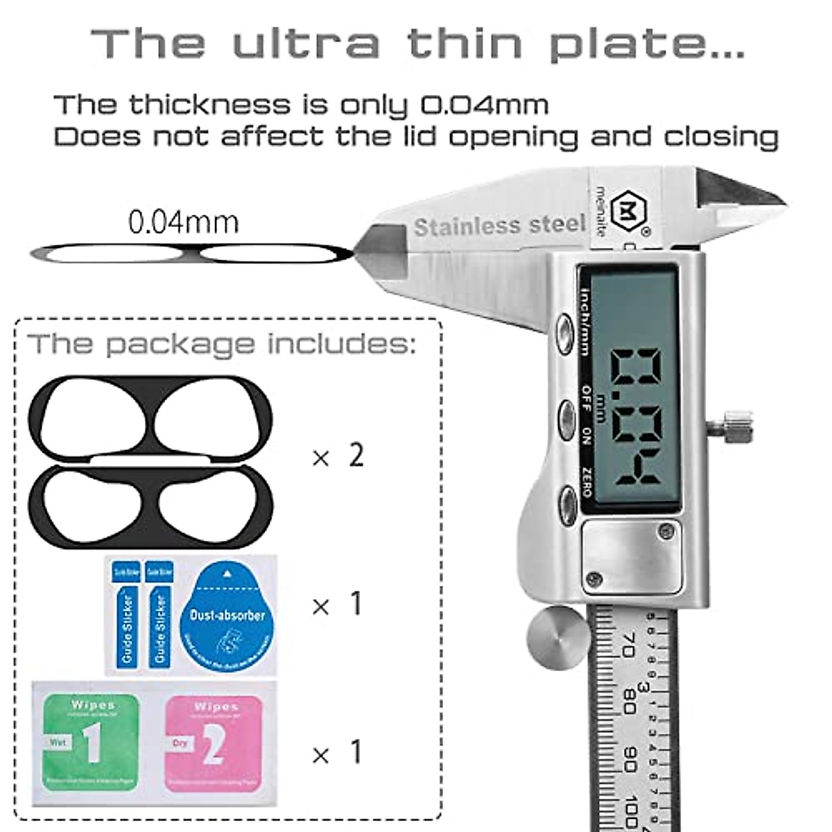 Johncase 2 Sets Dust Guard Sticker Compatible with AirPods Cases 3rd Generation (Black)