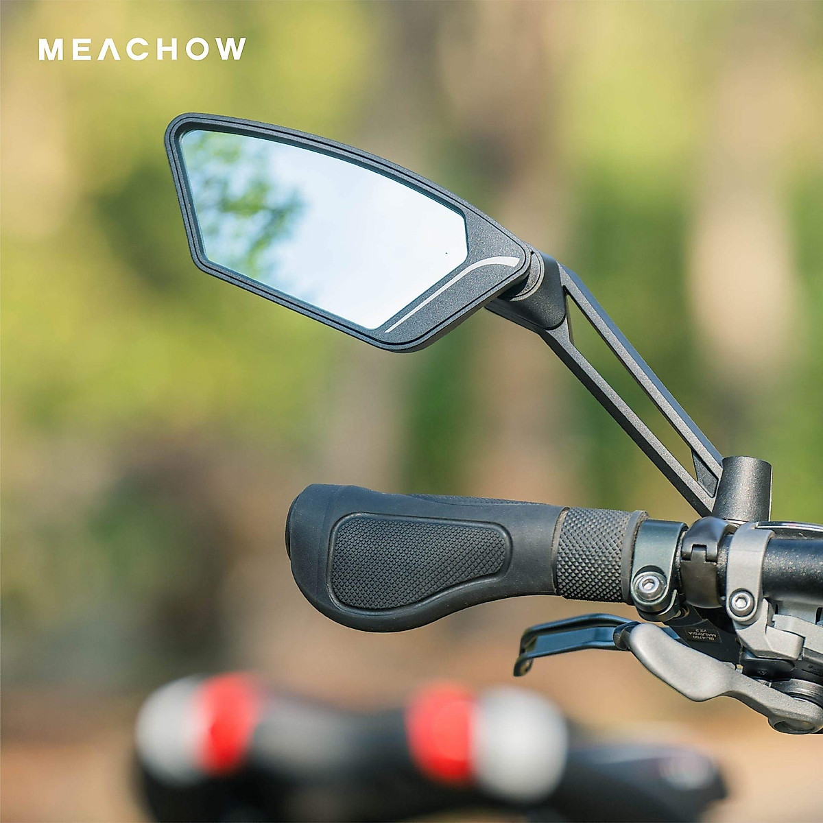 MEACHOW New Scratch Resistant Glass Lens,Handlebar Bike Mirror, Adjustable Safe Rearview Mirror, Bicycle Mirror (Silver Left Side) ME-003LS