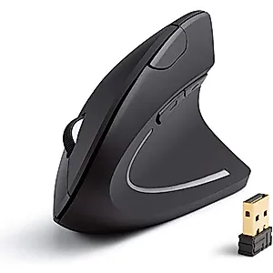 Anker 2.4G Wireless Vertical Ergonomic Optical Mouse, 800 / 1200 /1600 DPI, 5 Buttons for Laptop, Desktop, PC, Macbook - Black