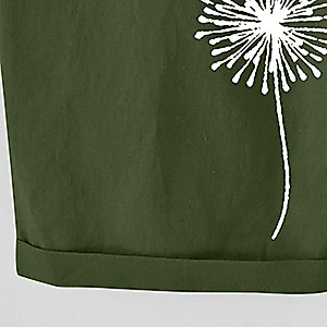 cooki Bermuda Shorts for Women Knee Length High Waisted Summer Lightweight Cotton Shorts Elastic Waist Shorts with Pockets Knee Length Shorts Women Bermuda Shorts for Women High Waisted Army Green