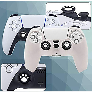 Paesteffe Silicone Case Cover Skin for Sony PS5 DualSense Controller with Thumb Grips (Black)