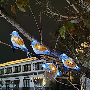 Bird String Lamp, Solar LED Fairy Lights Acrylic Solar Powered Bird String Light for Home Patio Yard Garden Decor(White and Yellow)