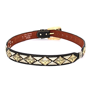 West Star Texas Genuine Leather Belt with Longhorn Buckle Gold and Silver -806A Longhorn BK XL Floral