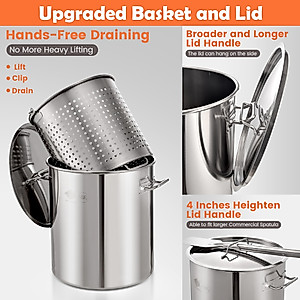 ARC 64-Quart Stainless Steel Seafood Boil Pot with Basket and Two Brown Paper, Crawfish, Crab, Lobster, Shrimp Boil Stock Pot with Strainer, Turkey Fryer Pot, 16 Gallon