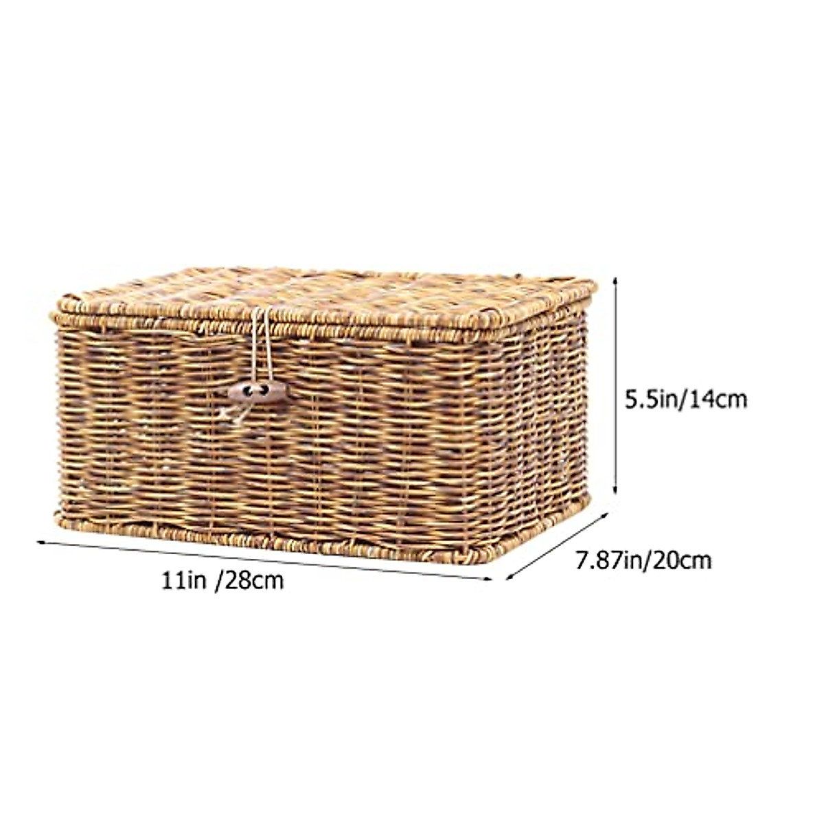 Zerodeko Woven Basket with Lid Seagrass Storage Baskets Wicker Storage Boxes Decorative Rattan Bins Household Organizer Boxes Shelf Wardrobe Organizer for Makeup Clothes Brown