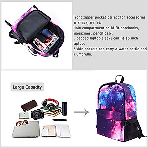 E-Clover Galaxy Backpack for Girls/Women/Men Lightweight School Backpacks Bookbag for Boys Waterproof Travel Daypack Purple Christmas Gift
