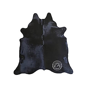 Genuine Black Cowhide Rug Approx. Size 6 x 6-7 ft. 180 x 220 cm