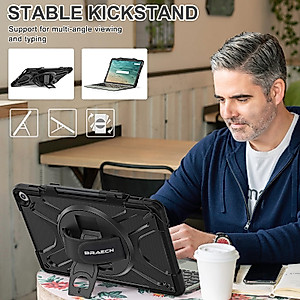 BRAECN Fire Max 11 13th Generation Case 2023, with 360° Rotating Hand Strap and Kickstand &Pencil Holder,Shoulder Strap,Keyboard Adsorption Interface for Amazon Fire Max 11 -Black