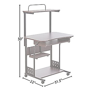 Target Marketing Systems Mobile Computer Home Office, Modern Writing Desk with Bookshelf, PC Laptop Study Table Workstation, Espresso