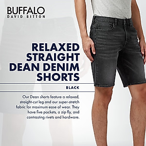 Buffalo David Bitton Men's Relaxed Straight Dean Denim Shorts, Black S23, 32