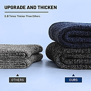 SIMIYA 5 Pairs Merino Wool Socks for Men, Thick Winter Wool Hiking Socks, Warm Breathable Crew Mens Socks（Fit USA Size 7-13