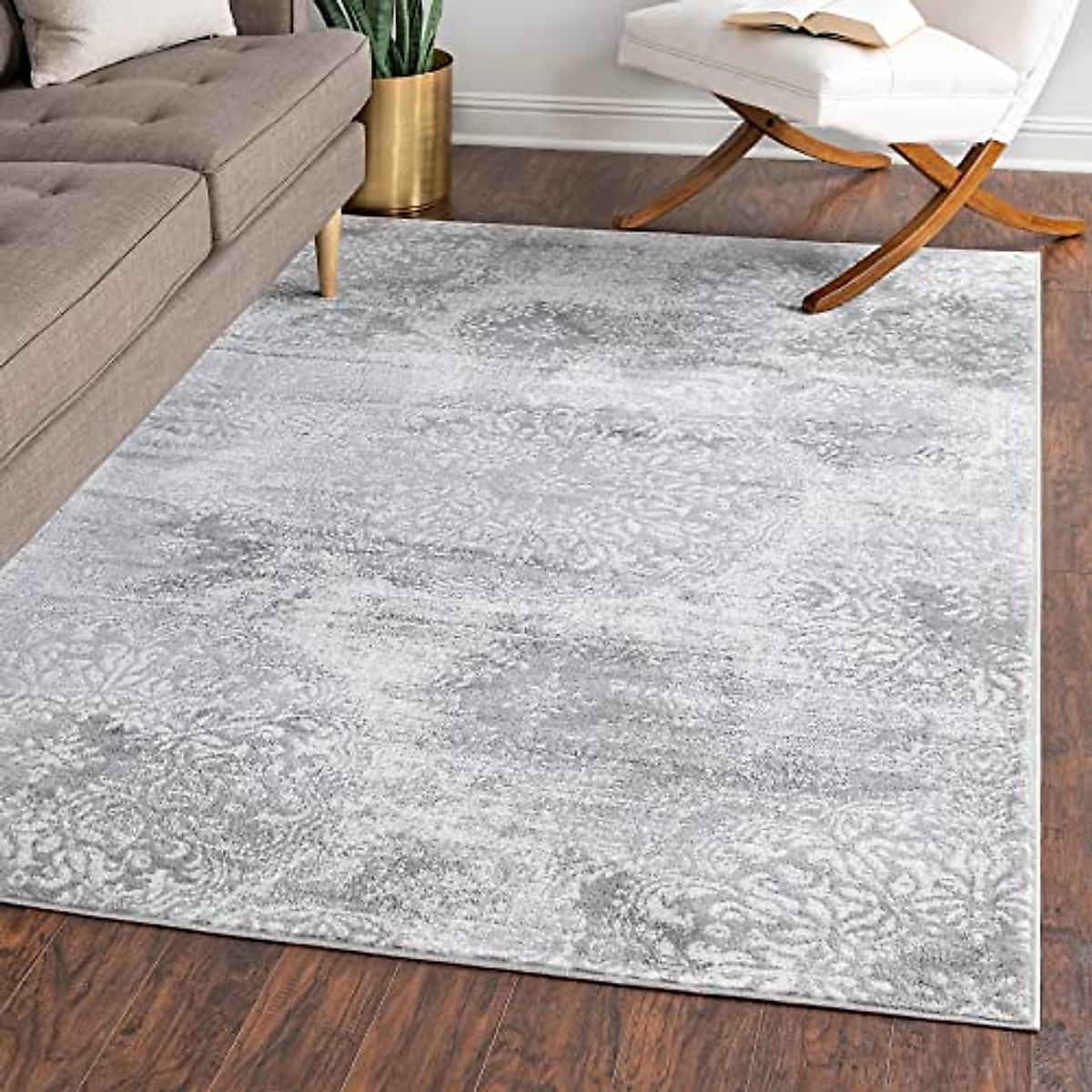Unique Loom Sofia Collection Area Rug - Grand (8' x 10', Light Gray/ Ivory)