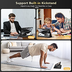 INFILAND Microsoft Surface Pro 11/10/9 Case, Military-Grade Drop Protection High Clearity Case Leather Cover Designed for Surface Pro 11th Edition AI, Work with Type Cover Keyboard, Black