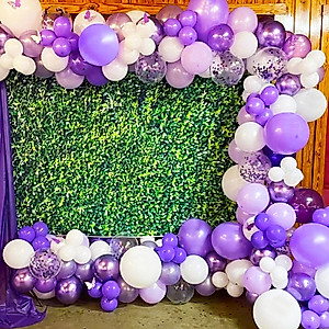 Lavender Purple Balloons, 60 Pcs 12inch Purple Metallic Balloons Lavender Light Purple Lilac Balloons Confetti Balloons with Purple Ribbons Set for Birthday Bridal Shower Wedding Party Decorations